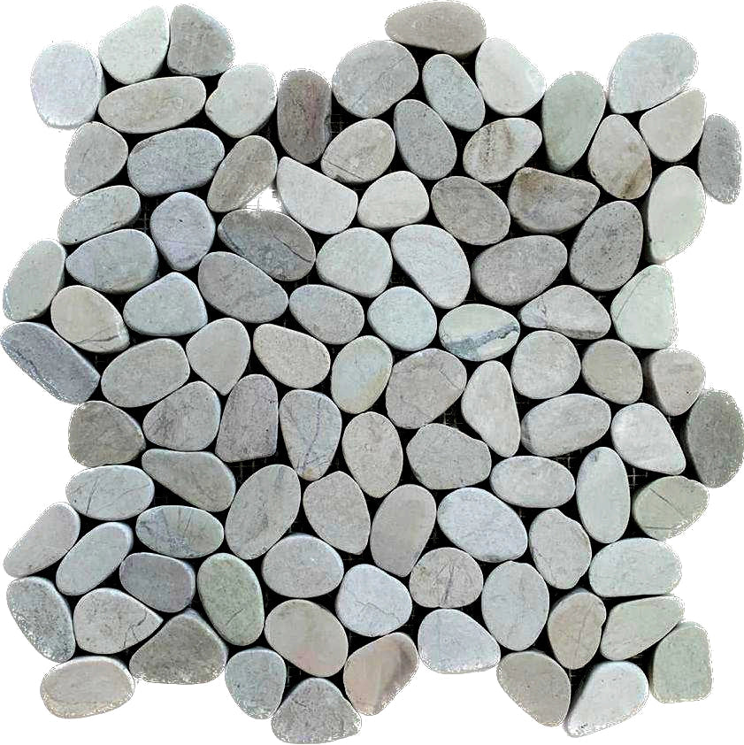 White Small Sliced Pebble Tile | Sliced Pebble Tiles | Pebble Tile Shop