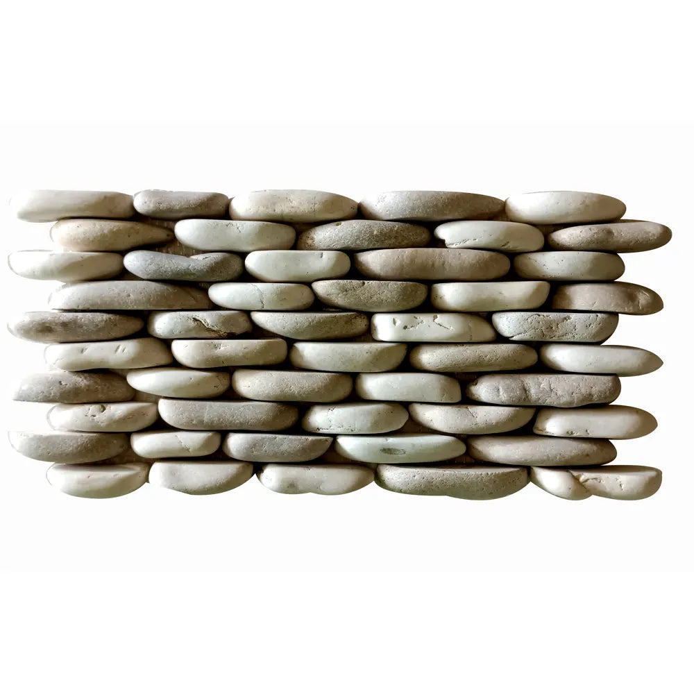 Java Tan, White, and Grey Standing Pebble Tile | Pebble Tile Shop