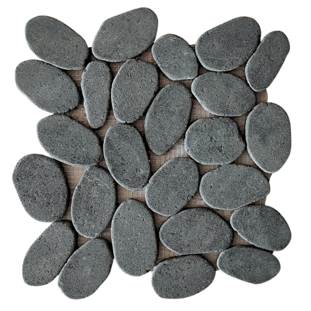 Black Lava XL Sliced Pebble Tiles | Pebble Tile Shop