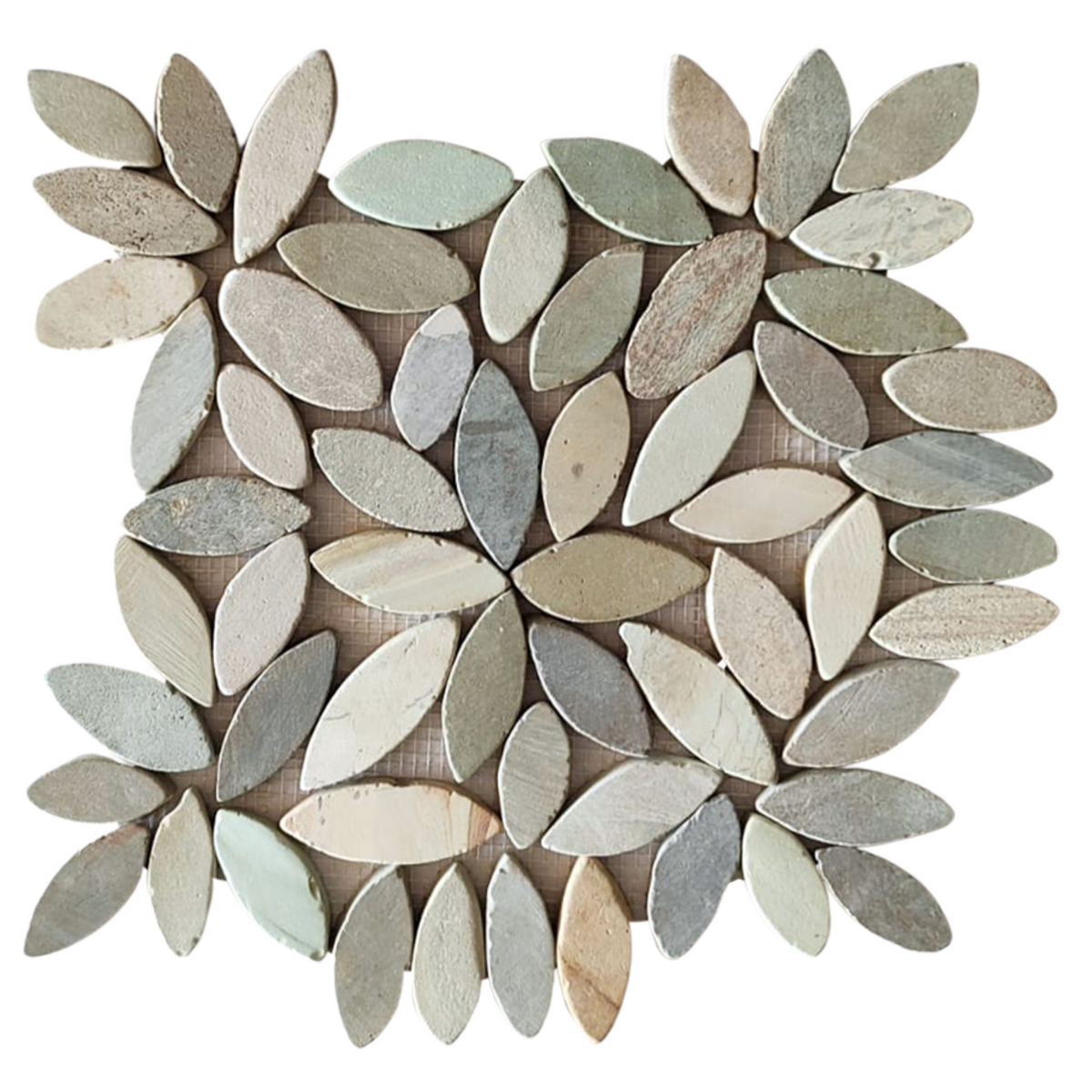 Lovebird Pastel Blue Flower Pebble Stone Mosaic Tiles | Pebble Tile Shop