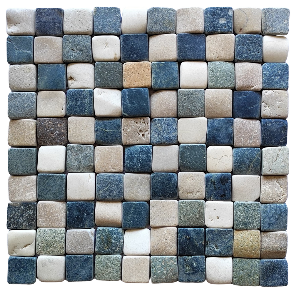 Mix 4 Colours Pebble Square Mosaic Tile (1x1) | Pebble Tile Shop