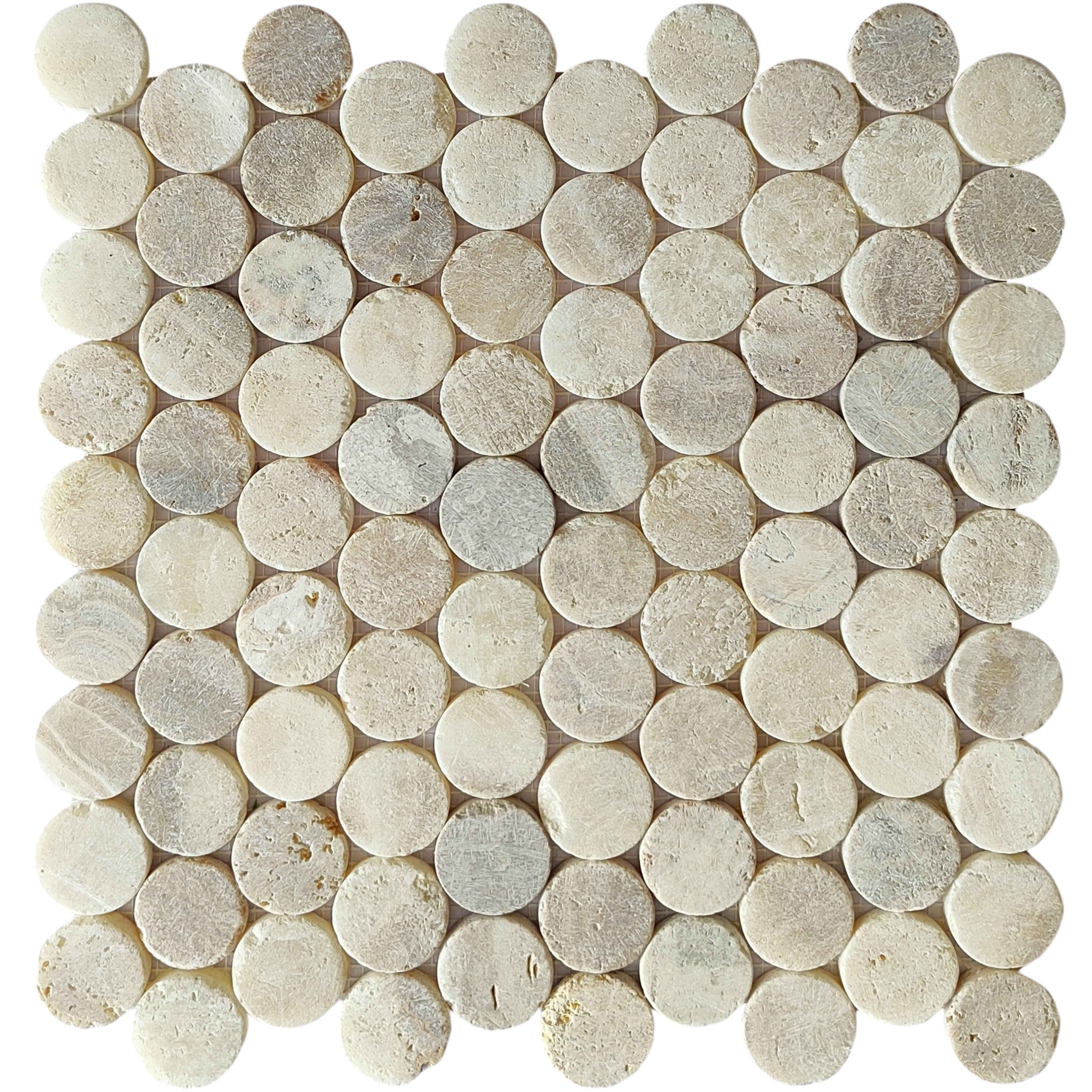 Mix Quartz Penny Round Marble Mosaic Tile | Pebble Tile Shop