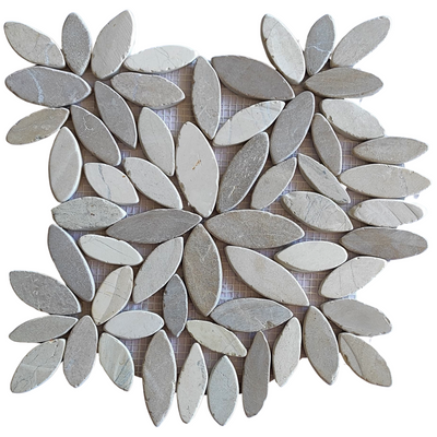 Mix White and Java Tan Flower Pebble Stone Mosaic Tiles | Pebble Tile Shop