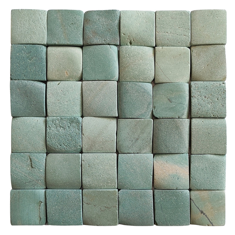 Sea Green Pebble Square Mosaic Tile 2x2 | Pebble Tile Shop
