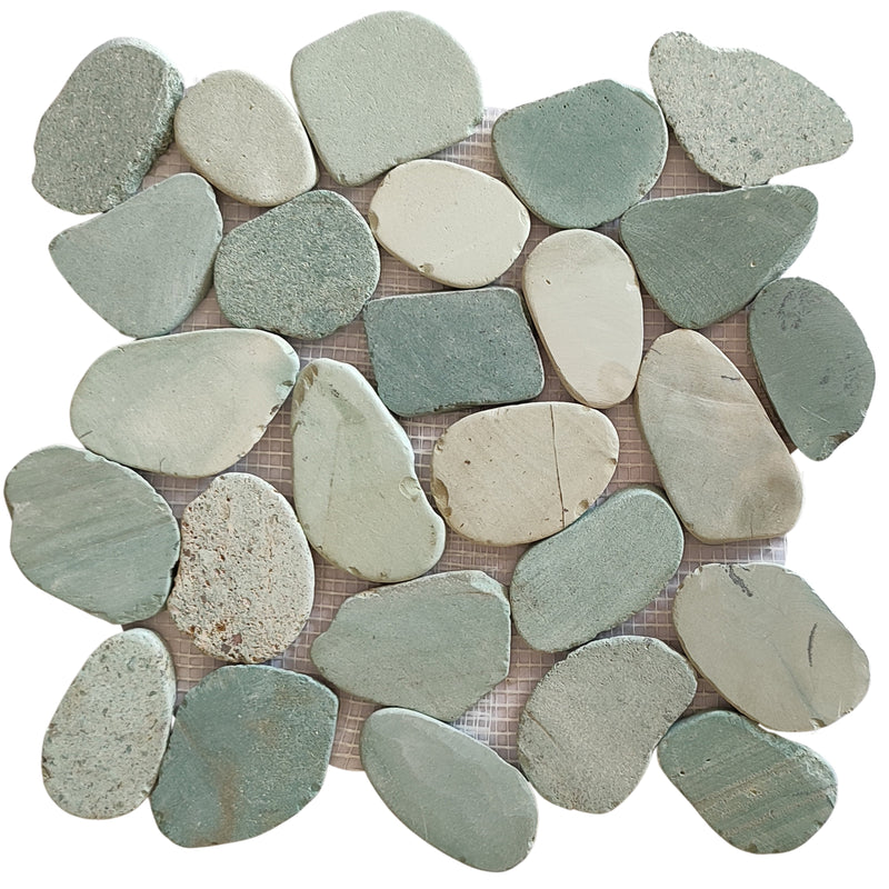 Sea Green XL Sliced Pebble Tiles | Pebble Tile Shop