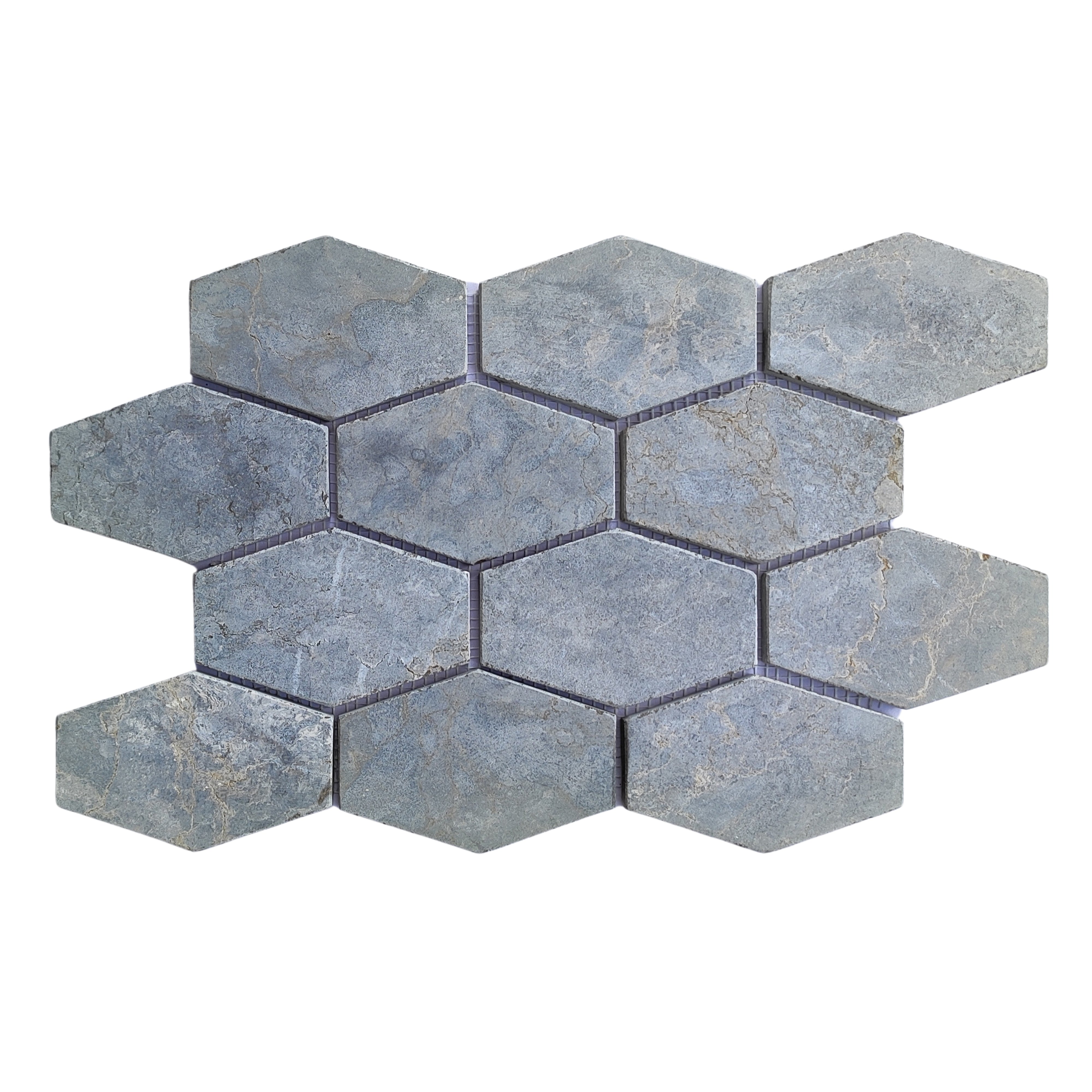 Stone Grey XL Large Elongated Hexagon Marble Mosaic Tiles | Pebble Tile ...