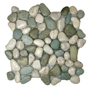 Glazed Sea Green and White Pebble Tile | Glazed Pebble Tile | Pebble ...