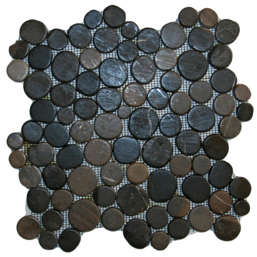 Glazed Grey Moon Mosaic Tile | Pebble Tile Shop