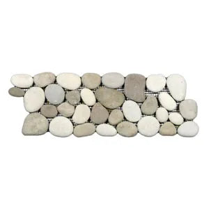 Java Tan and White Pebble Tile Border | Pebble Tile Shop