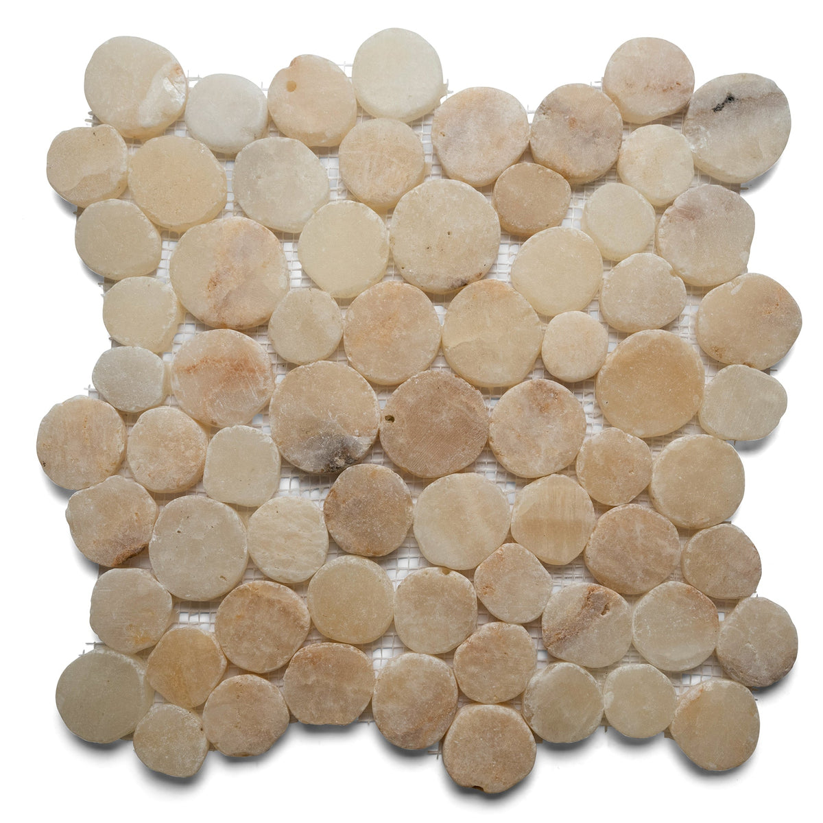 Glazed Mixed Quartz Moon Mosaic Tile | Pebble Tile Shop