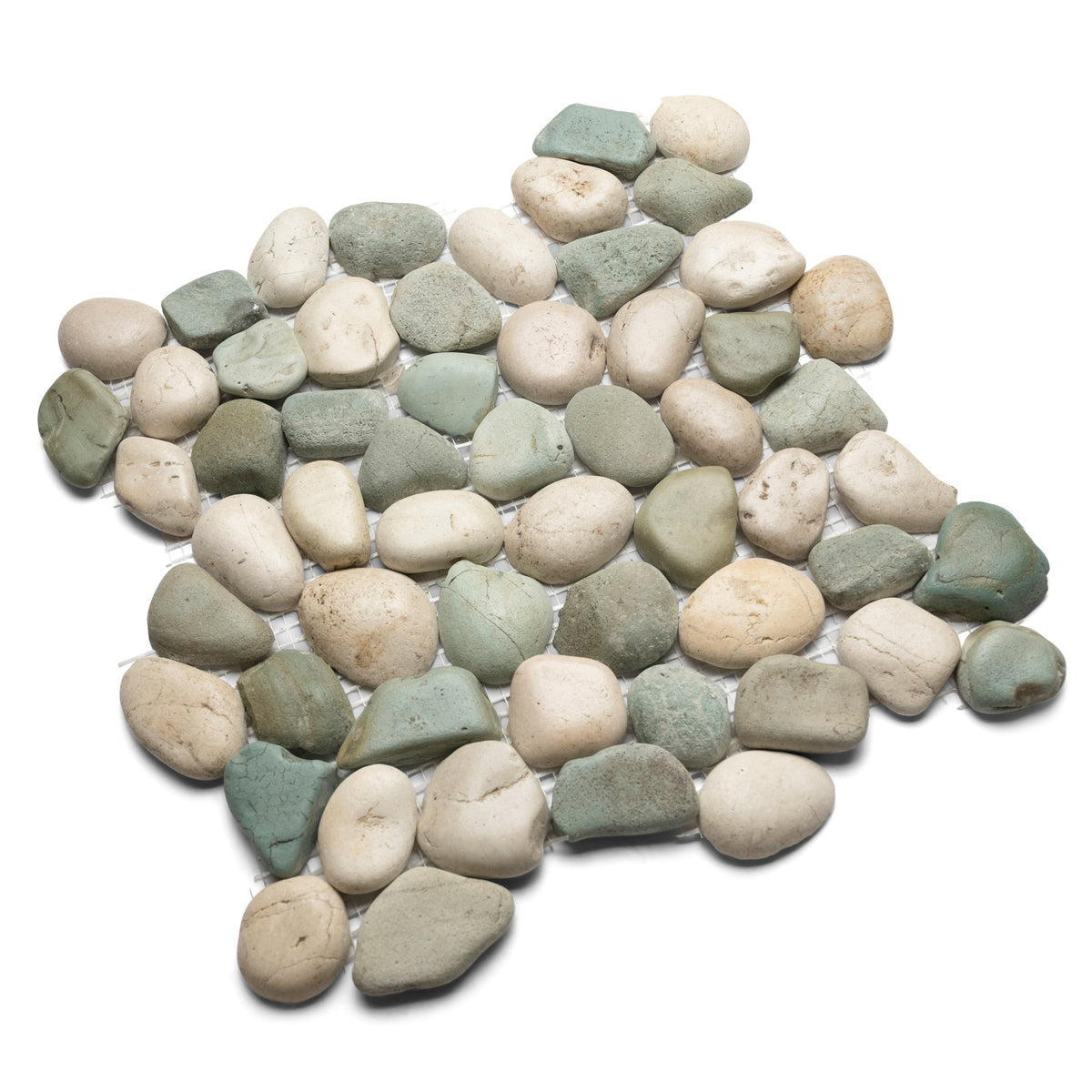 Glazed Sea Green and White Pebble Tile | Glazed Pebble Tile | Pebble ...