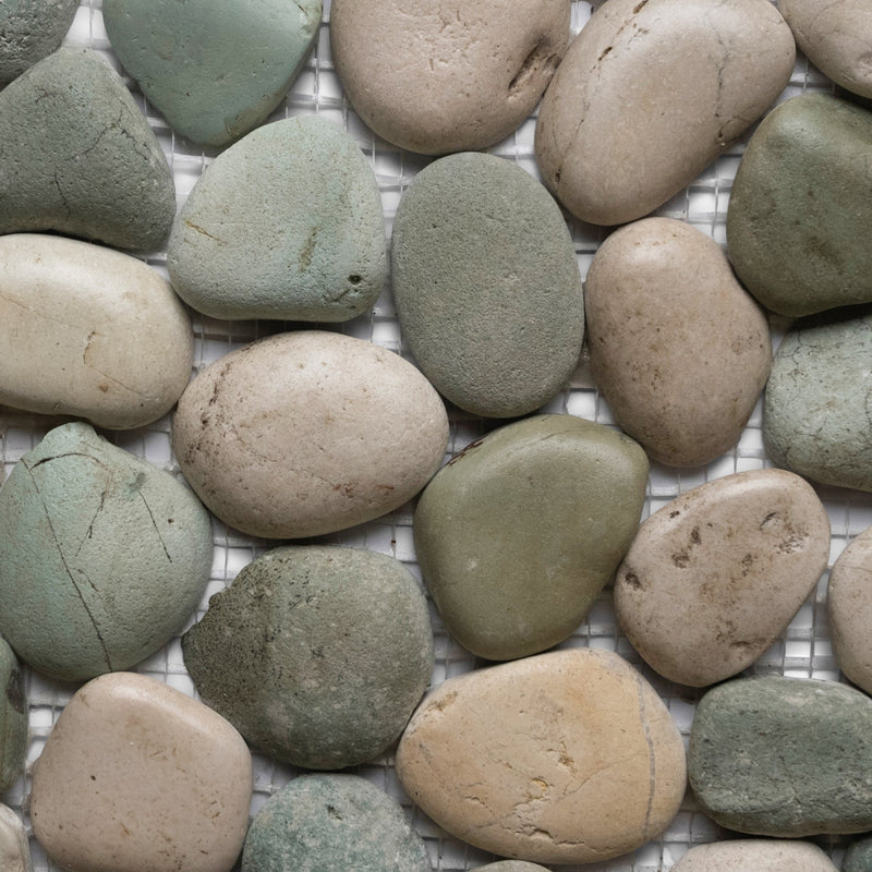 Glazed Sea Green and White Pebble Tile | Glazed Pebble Tile | Pebble ...