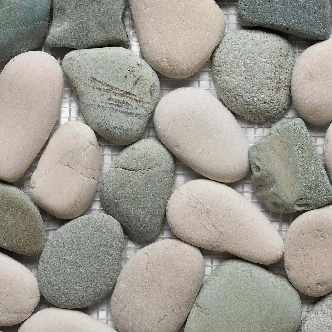 Sea Green and White Pebble Tiles | Pebble Tile Shop