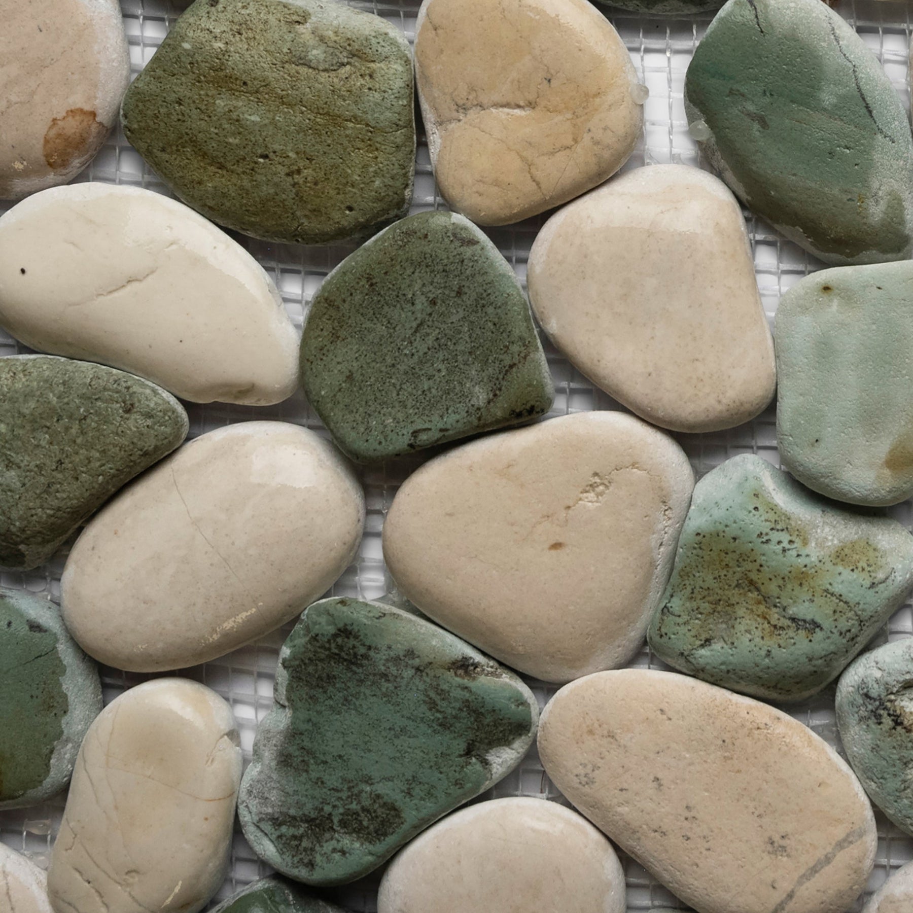 Sea Green and White Pebble Tiles | Pebble Tile Shop