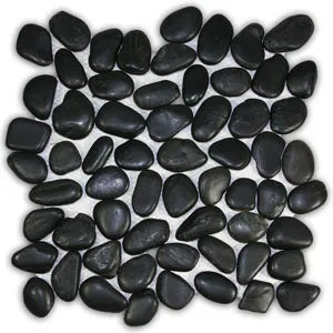 Polished Black Pebble Tile | Polished Pebble Tiles | Pebble Tile Shop
