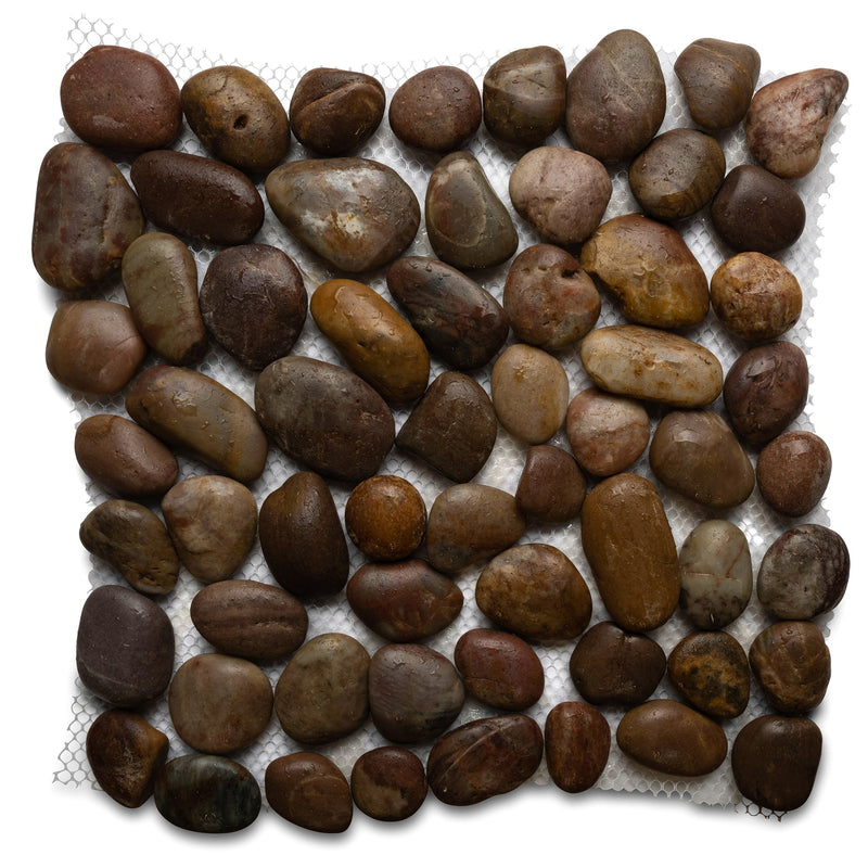 Polished Red Pebble Tiles | Pebble Tile Shop