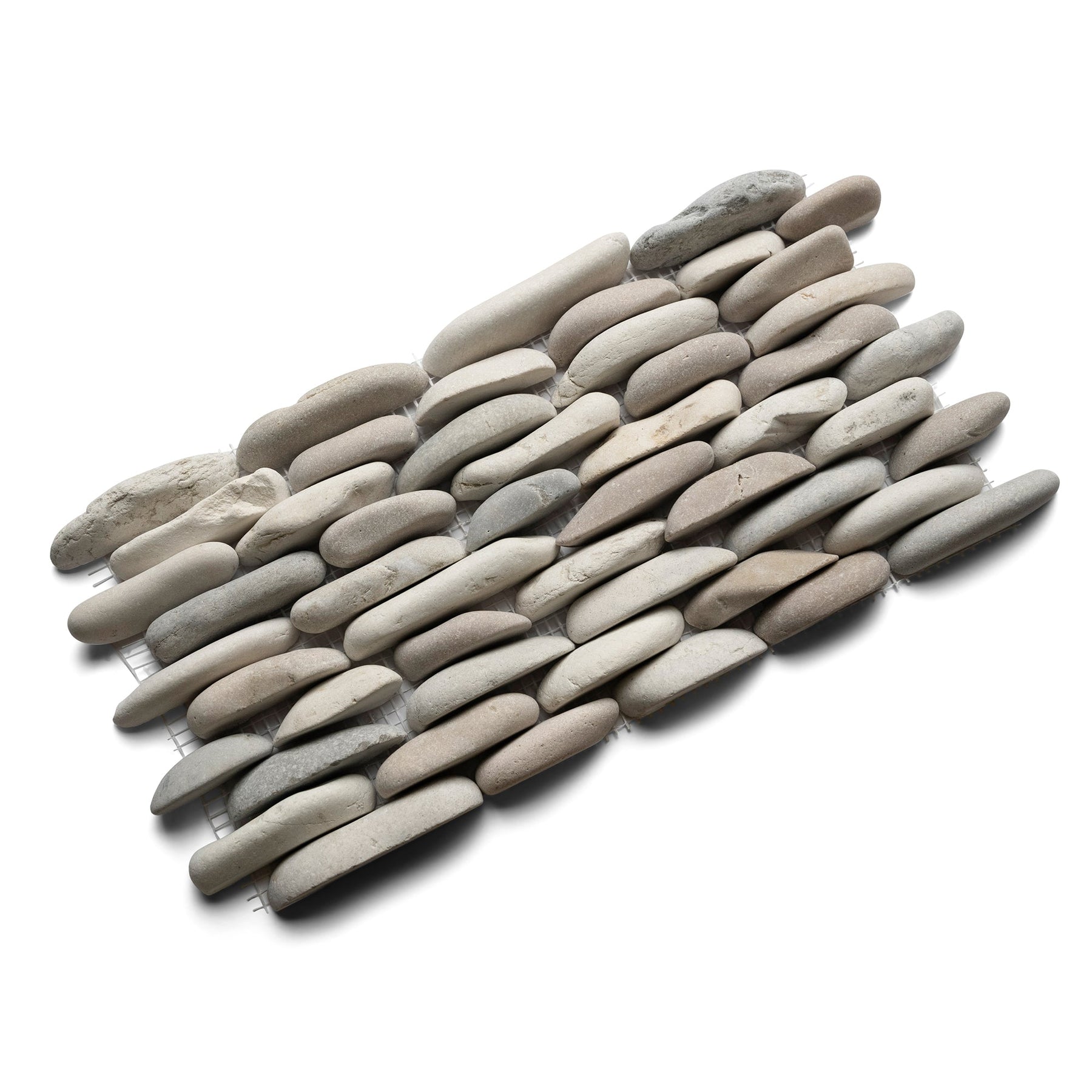 Java Tan, White, and Grey Standing Pebble Tile | Pebble Tile Shop