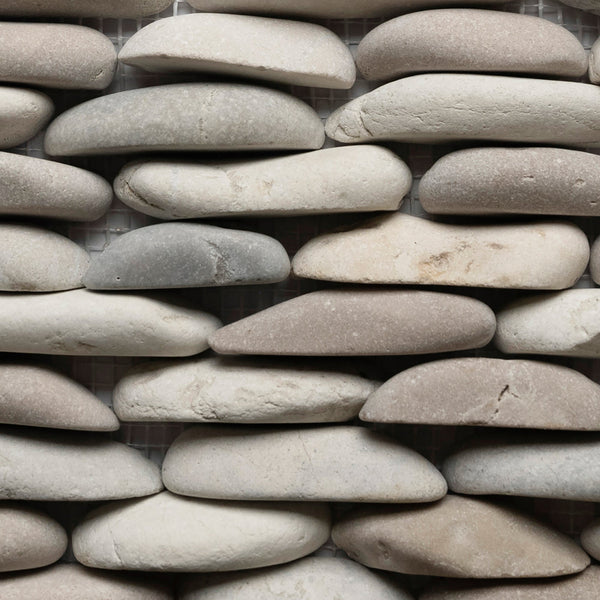 Java Tan, White, and Grey Standing Pebble Tile | Pebble Tile Shop