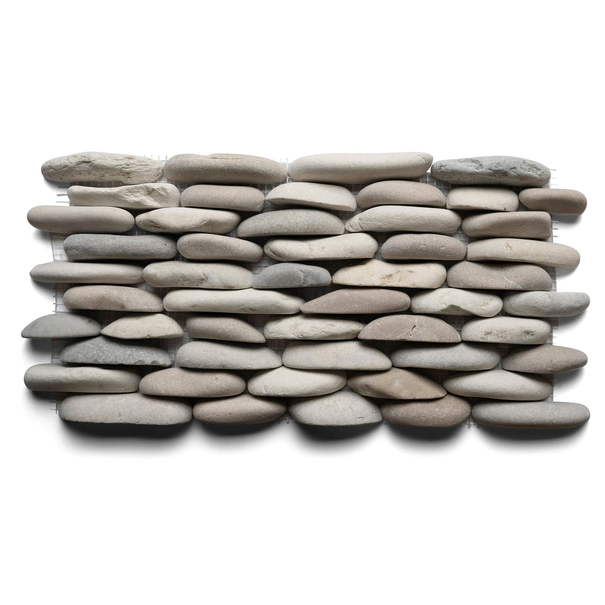 Java Tan, White, and Grey Standing Pebble Tile | Pebble Tile Shop