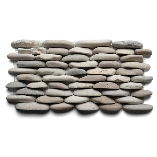 Java Tan, White, and Grey Standing Pebble Tile | Pebble Tile Shop