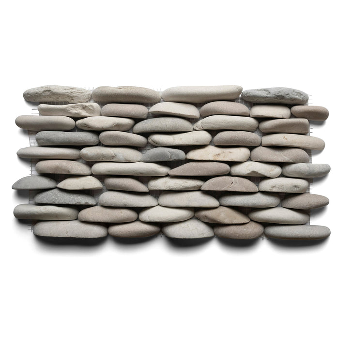 Java Tan, White, and Grey Standing Pebble Tile | Pebble Tile Shop