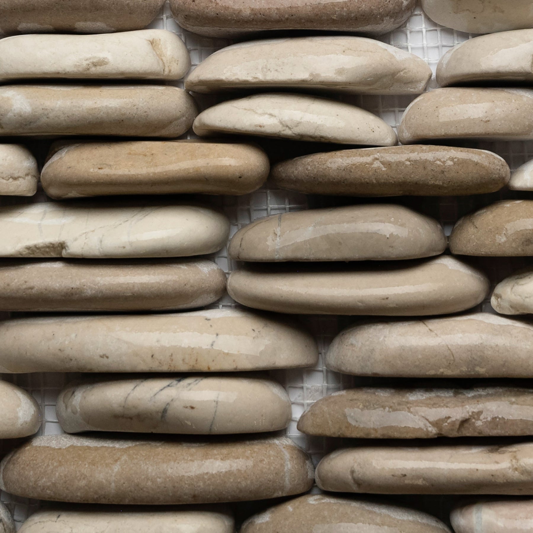 Java Tan, White, and Grey Standing Pebble Tile | Pebble Tile Shop