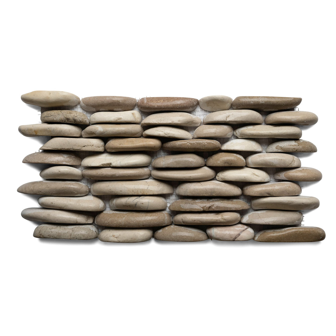 Java Tan, White, and Grey Standing Pebble Tile | Pebble Tile Shop