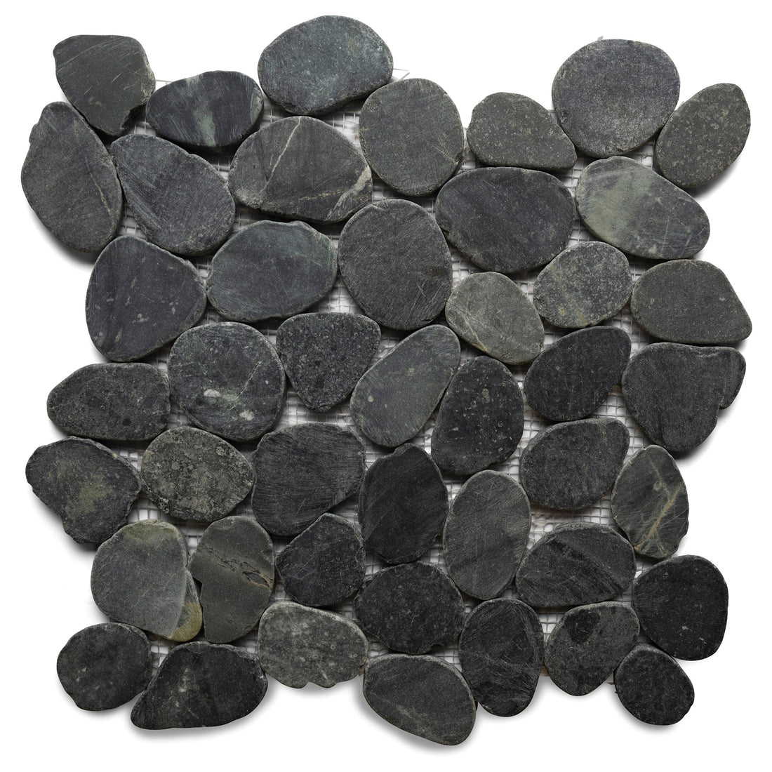 Sliced Charcoal Black Pebble Tiles | Pebble Tile Shop