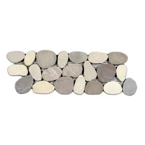 Sliced Java Tan Pebble Tile Border | Pebble Tile Borders | Pebble Tile Shop