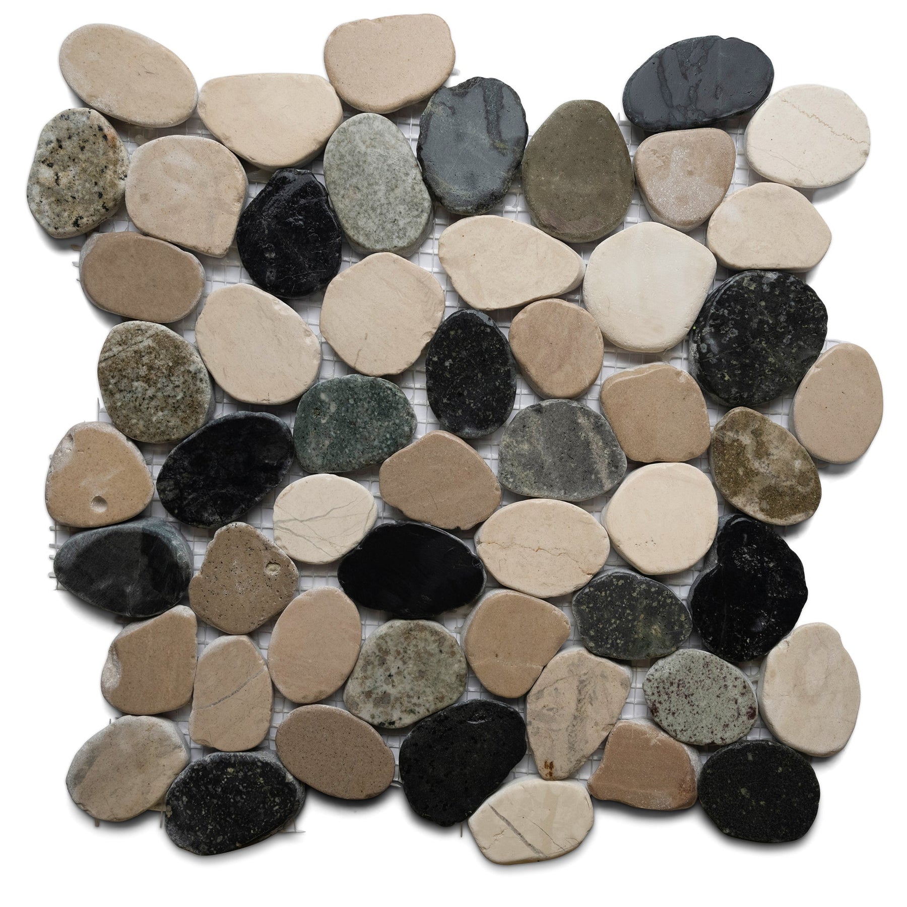 Sliced Mixed 4 Colours Pebble Tile | Sliced Pebble Tiles | Pebble Tile Shop
