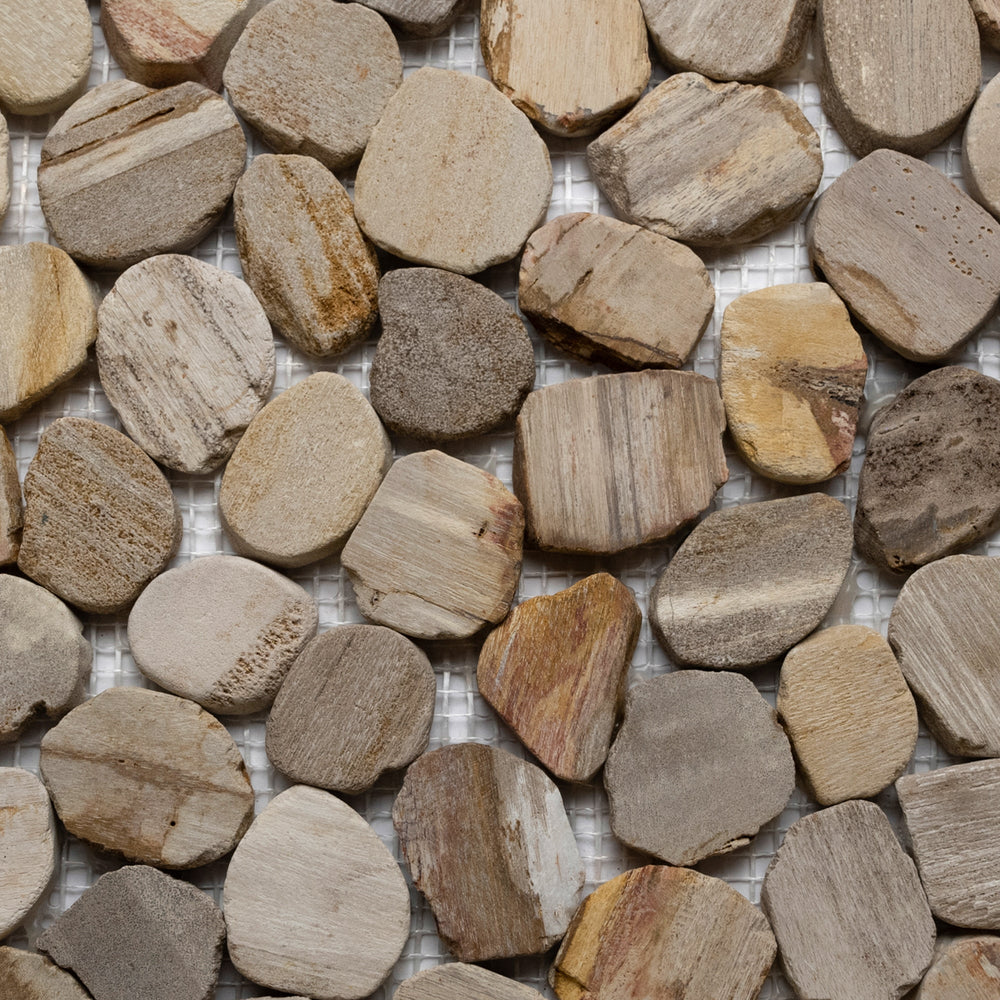 Sliced Mini Oval Petrified Fossil Pebble Tile | Sliced Pebble Tiles ...