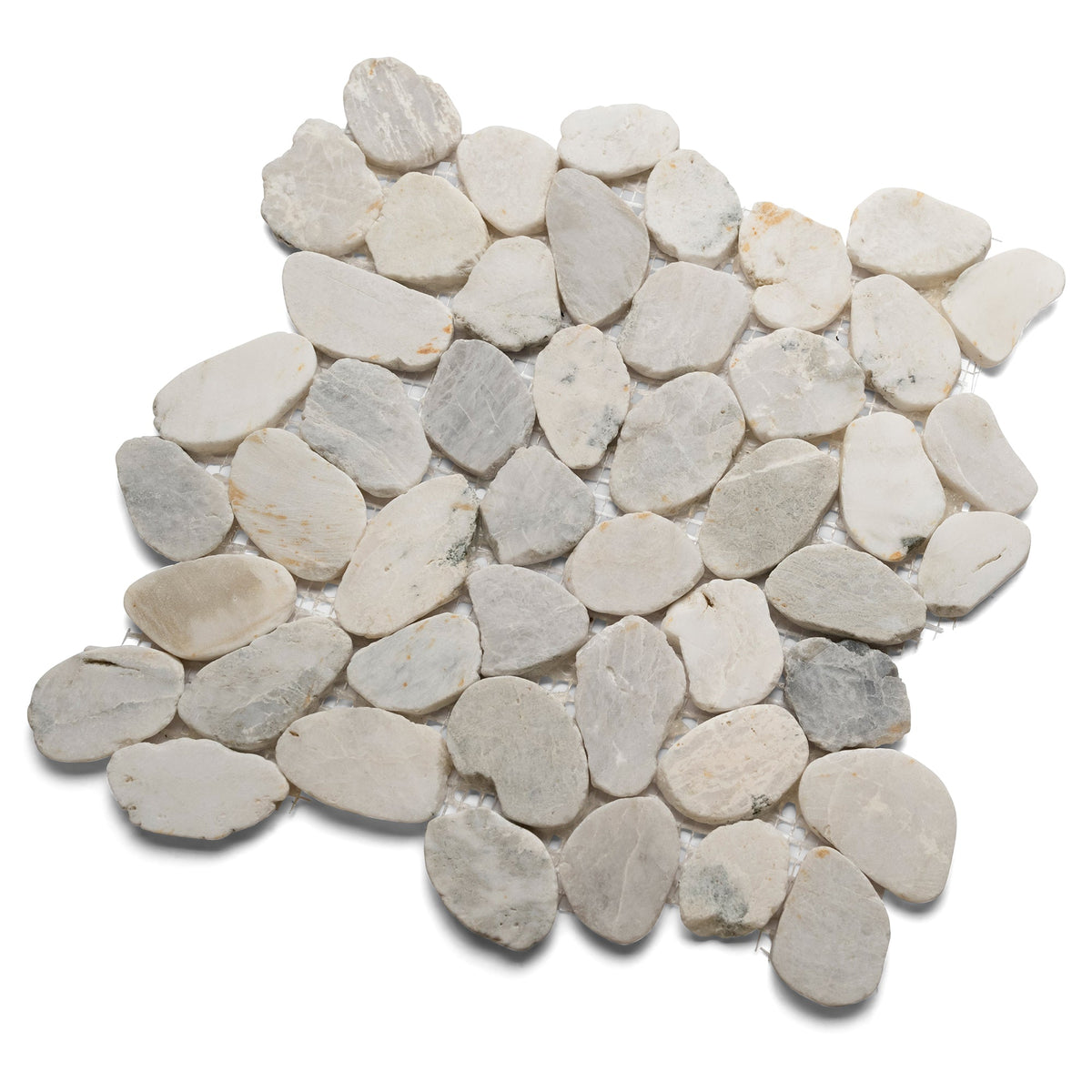 Glacier White Sliced Round Medium Pebble Tile | Pebble Tile Shop