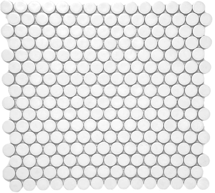 White Penny Round Marble Mosaic Tiles | Pebble Tile Shop